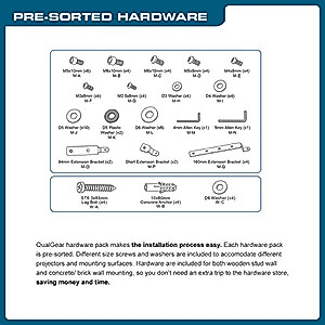 QualGear QG-PM-002-BLK Universal Projector Ceiling Mount, Black