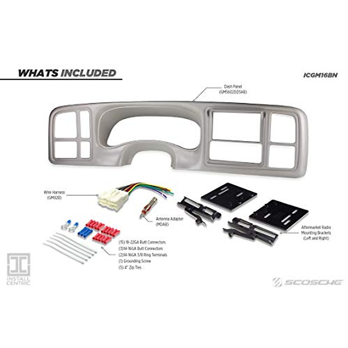 SCOSCHE Install Centric ICGM16BN Compatible with Select 1999-2002 GM Trucks ISO Double DIN Shale Complete Basic Installation Solution for Installing an Aftermarket Stereo,Black