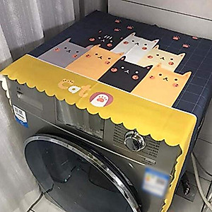 Gentle Meow Small Double Door Refrigerator Dust Cover Cloth Washing Machine Cover Cloth Household Microwave Oven Cover, Blue Cats