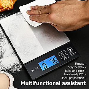 Loftilla Digital Food Scale for Weight Loss, Smart Kitchen Gift Scale for Food Ounces and Grams, Food Weight Scale for Food with Nutritional Calculator, Baking Scale for Cooking, 1g/0.1oz, 11lb/5kg