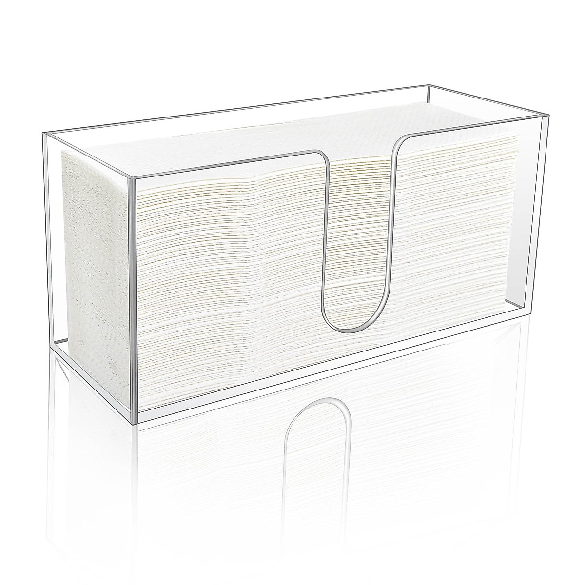 1Pack Acrylic Countertop Paper Towel Holder, Paper Towel Dispenser Countertop/Acrylic Napkin Holder(5mm Acrylic) C-fold or MultiFold Trifold Paper Towels for Bathroom, Kitchen,Restaurant (1)