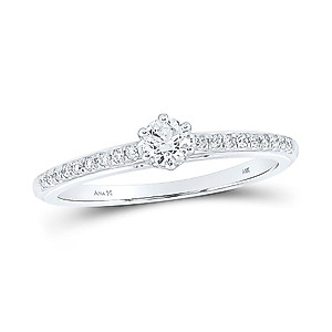 The Diamond Deal 14kt White Gold Round Diamond Solitaire Bridal Wedding Engagement Ring 1/3 Cttw