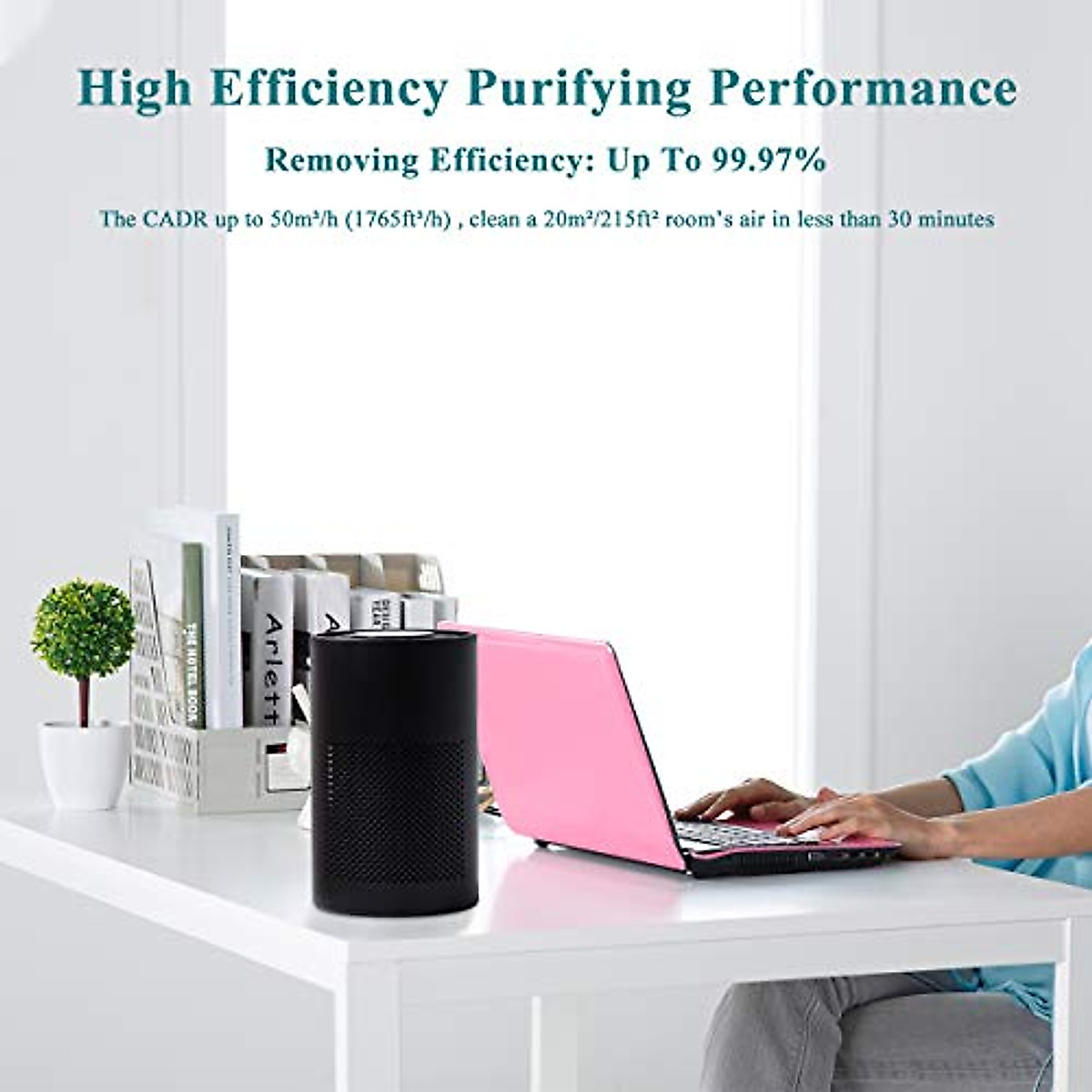 AIIKEE Small Air Purifier for Home Bedroom Office, Quite Sleep Mode True HEPA 3 Stage Filtration for Smoke Dust Pollen,Ozone Free Home Air Cleaner- Blank