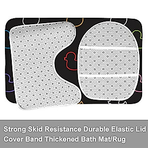 4 Pcs Duck Rubber Black Bathroom Shower Curtain Set with Waterproof Shower Curtain, Non-Slip Soft Flannel Rugs, Toilet Lid Cover, Bath Mat and 12 Hooks 72"x72"