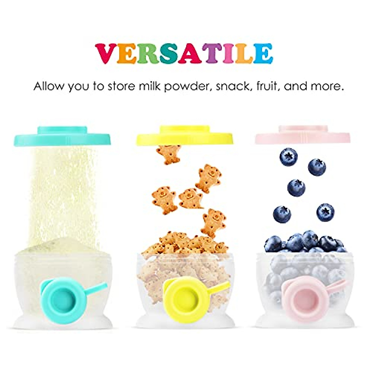 Zooawa Baby Formula Dispenser, Non-Spill Stackable Milk Powder Formula Container Christmas Formula Holder Snack Fruit Biscuits Storage for Travel, On-The-Go, BPA Free, 3 Compartments