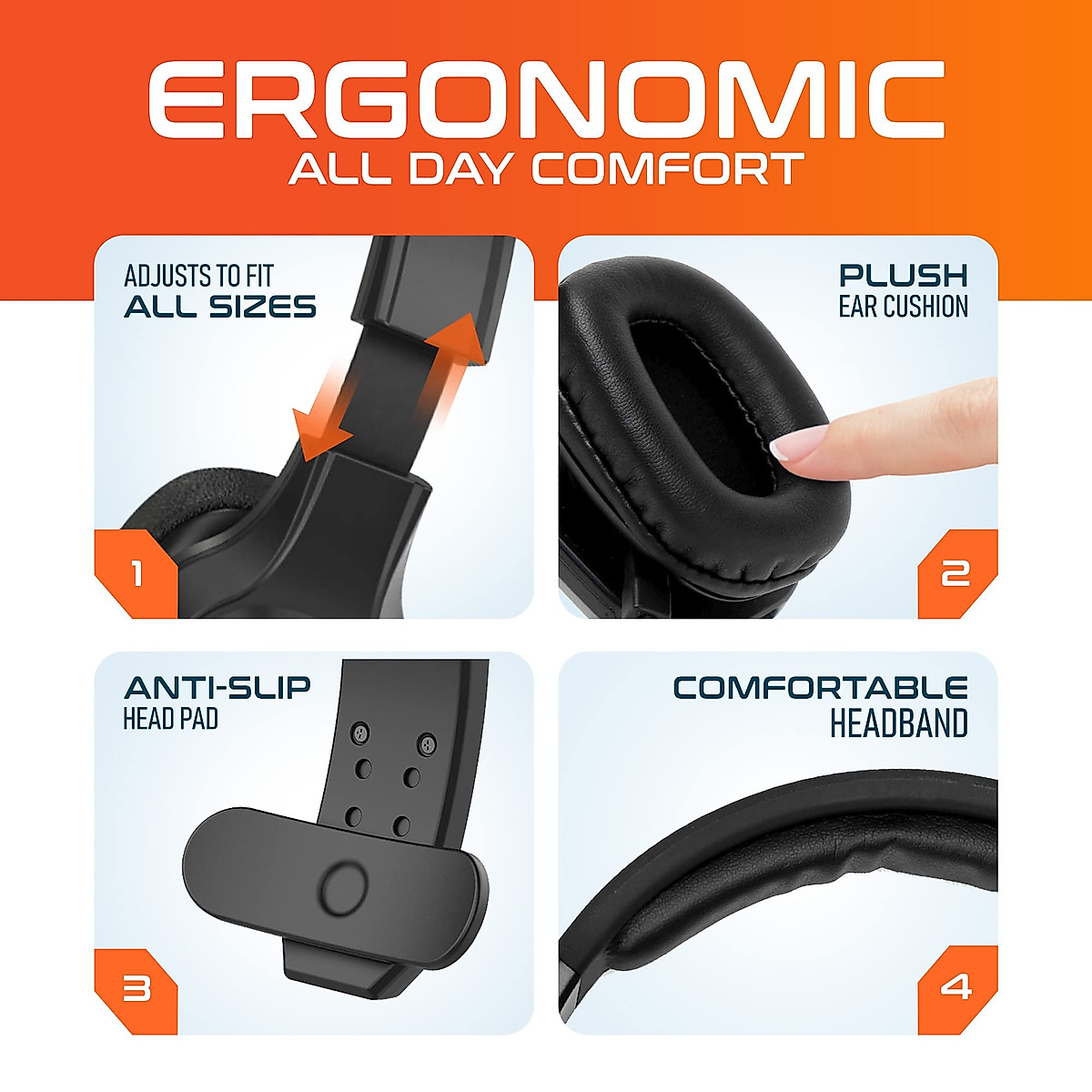 Delton Wireless Computer Headset, Trucker Bluetooth Headset with Noise Canceling Microphone, 35Hrs Talk time, Wireless Headset for Computer, Cell Phone, Drivers, Office, Call Center Work - Black