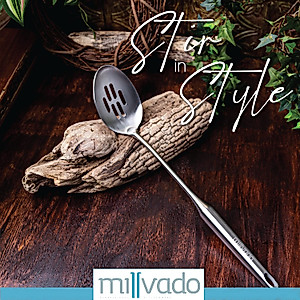 Stainless Steel Slotted Cooking Spoon, Large Metal Chef Strainer Utensil For Cooking, Serving, And Mixing, The #1 Dishwasher Safe Kitchen Tool, 15" Long Spoon With Holes