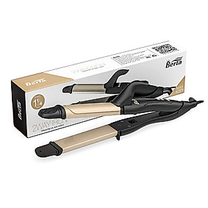 1.25 Inch Hair Straightener and Curler 2 in 1 Curling Iron & Flat Iron Tourmailine Ceramic, 275℉-425℉ Temperature Adjust, Dual Voltage Travel Use