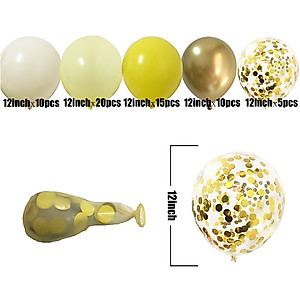 Pastel Yellow Cream Gold Balloons 12inch –Matte Pale Yellow Ivory White Balloons 60packs for Baby Bridal Shower Birthday Party Decorations (Bright Yellow)