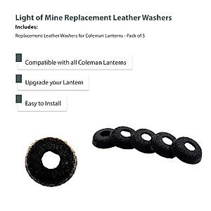 Light of Mine - Replacement Leather Washers for Coleman Lanterns - 5 Pack