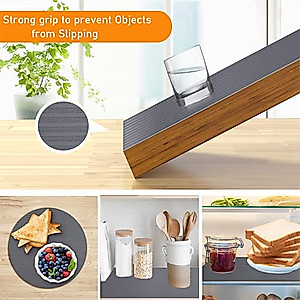 Shelf Liner Kitchen Drawer Mats, Non Adhesive EVA Material with Refrigeator Liners,Waterproof Durable Fridge Table Place Mats for Cupboard, Cabinets, Drawer Liner, Bathroom-Gray,11.8''x59''(3roll)
