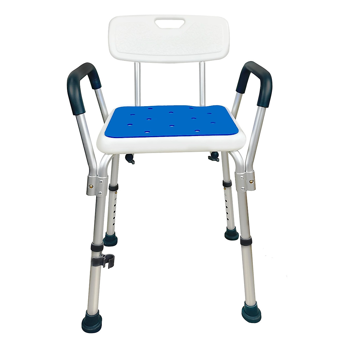 Shower Chair for Inside Shower Seat with Padded Armrests Cushion and Backrest Equipped with Suction Feet Adjustable Height Shower Bench Bath Seat for Shower Chair for Inside Tub
