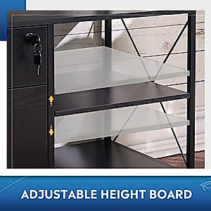 DEVAISE 2 Drawer Lateral File Cabinet with Lock, Mobile Printer Stand with Open Storage Shelf, Wood Filing Cabinet fits A4 or Letter Size for Home Office, Black