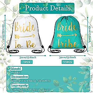 Shappy 12 Pieces Bride Drawstring Bags Bachelorette Party Drawstring Backpacks for Bridal Shower Wedding Party Bridesmaids Supplies Gift Bag