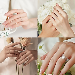 SMILEST 1.8MM Moissanite Wedding Rings for Women, D Color VVS1 Brilliant Lab Created Diamond Wedding Band Rhodium Plated Solid 925 Sterling Silver Stackable Rings Moissanite Eternity Band for Women