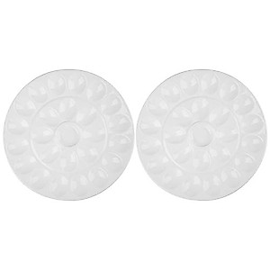 Foraineam 2 Pack 12.6 Inches Porcelain Deviled Egg Tray/Platter, White Egg Dish with 25 Compartments