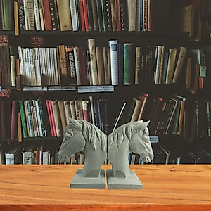 Comfy Hour Farmhouse Collection 5" x 7", Set of 2, Horse Head Art Bookends, 1 Pair, Antique Style, Heavy Weight, White, Polyresin, Wildlife Collection