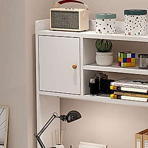 CraftThink Kids Writing Desk, Contemporary Wood Office Desk Sturdy Home Office Study Table Work Desk Writing Desk Table with Drawer Cabinet Shelf for Home Bedroom Use, White 47" L x 18" W x 59" H