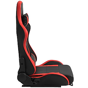 Supllueer Racing Seats Double Slide Rails Universal Racing Seats with Neck Waist Pillows fit Racing Simulator Cockpit Stand,Backrest 170 ° Ergonomic Adjustment,NO Stand