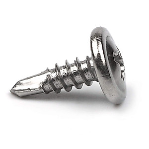 Jetovo 100 Pack 410 Stainless Steel Wafer Head Phillips Self Drilling Screws Sheet Metal Tek Screws, Modified Truss Head Self Driller - Size: #8 x 1/2"