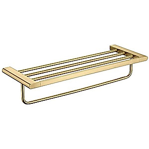 Towel Rack 304 Stainless Steel Towel Bar Brushed Gold Towel Rails Heavy Duty Towel Holder Wall Mounted Towel Storage Rack for Bathroom, Kitchen, Hotel, Screw Installation