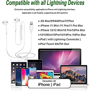 2 Pack Apple Earbuds for iPhone,Wired Headphones with Lightning Connector【Apple MFi Certified】Noise Isolating Earphones for iPhone 14/14 Pro/13/12/11/XR/XS/X/8/7 (Built-in Microphone & Volume Control)