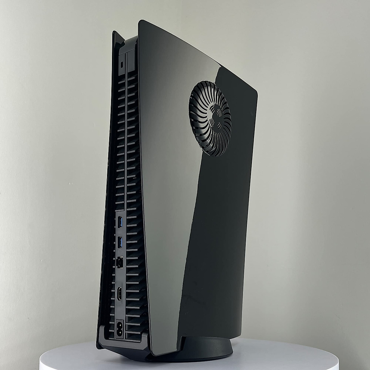 Faceplate for PS5 with Cooling Vents DOBEWINGDELOU Glossy Face Plate for PS5 Disc Edition Console Cover Replacement Side Plate Shell Dustproof Accessories ABS Case Electroplating Black