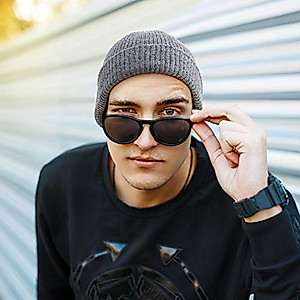 SATINIOR Trawler Beanie Watch Hat Roll-up Edge Skullcap Fisherman Beanie for Women Men (Dark Gray)