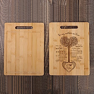 KITCHENVOY Mom Cutting Board - To My Mother in Law Tree Heart Laser Engraved Bamboo Board for Mom as Mom Gift for Mother's Day, Holiday - Birthday Presents for Mom - Gifts for Mom from Daughter, Son