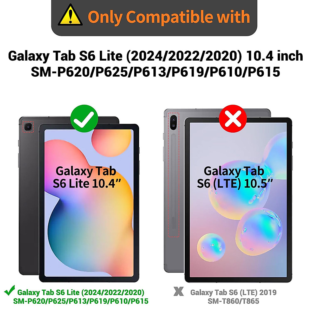 Timecity Case for Samsung Galaxy Tab S6 Lite 10.4'' 2024/2022/2020 (SM-P620/P610/P613/P615), Durable Sturdy Protective Case with Screen Protector, Rotating Stand, Hand/Shoulder Strap- Black