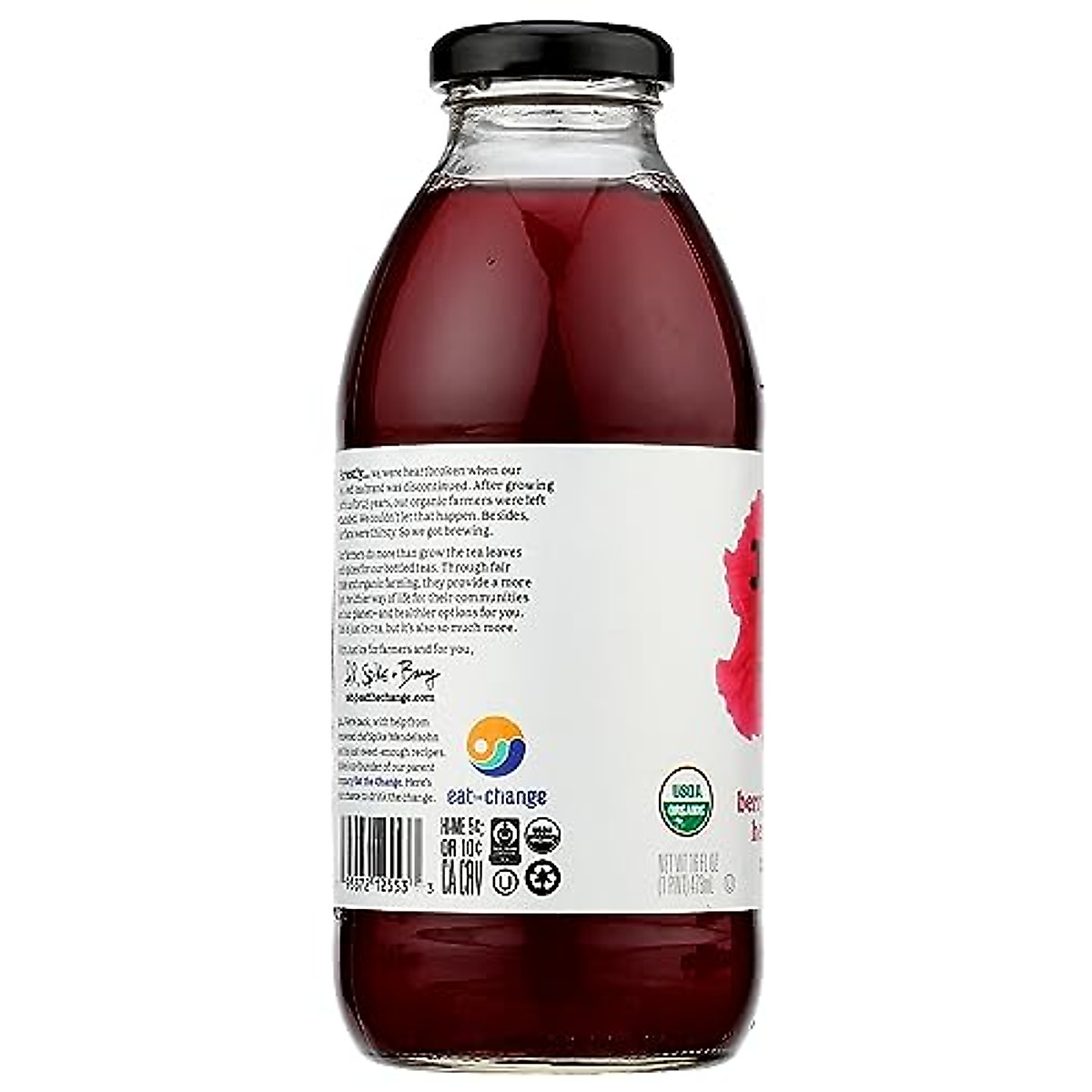 Eat The Change Just Ice Tea Organic Berry Hibiscus Herbal Tea, Caffeine Free, 16 Fluid Ounces (Pack Of 12)