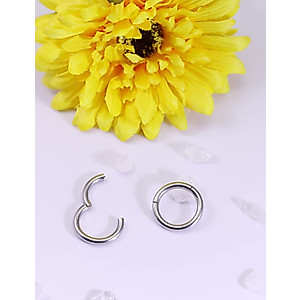 8G Earrings Hinged Segment Clicker PA Rings PA Rings Captive Bead Rings Septum Nose Rings Dangle Spring Action CBR Surgical Steel Monster Screwball Rings Body Piercing Rings for Women Men Silver