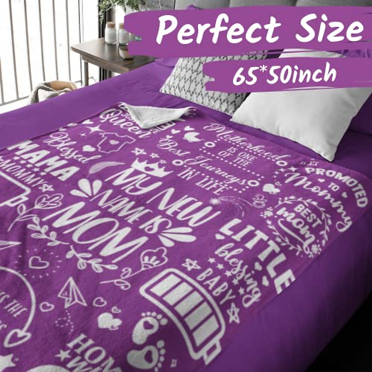 InnoBeta New Mom Gifts for Women, Mom to Be Gift Blanket, Pregnancy Gifts for First Time Moms, Gender Reveal Gifts, for New Parents, New Mommy, Flannel Throw Blankets 50"x 65"