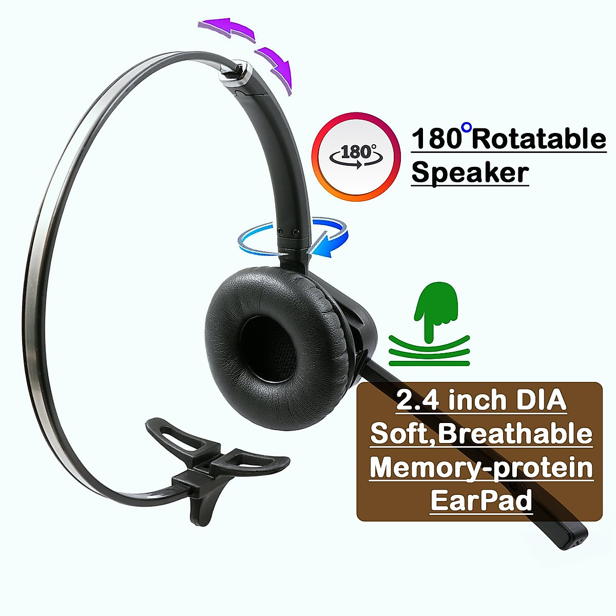 INNOTALK Wireless Headset Compatible with Polycom VVX 101, VVX 201, VVX 301, VVX 311, VVX 401, VVX 411, VVX 501, VVX 601 Phone with Remote Answering Cord(Explorer)