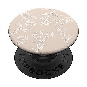 Vanilla / Cream / Beige Boho Leaves Leaf Flowers Flower PopSockets Standard PopGrip