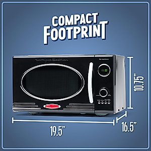 Nostalgia Retro Countertop Microwave Oven - Large 800-Watt - 0.9 cu ft - 12 Pre-Programmed Cooking Settings - Digital Clock - Kitchen Appliances - Black