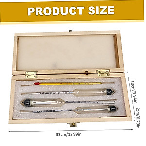 CUCUFA Alcohol Hydrometer, 3Pcs 0-100 Proof Alcohol Tester, Alcohol Meter with Thermometer & Wooden Box, Beer Making Testing Kit, Home Brew Equipment