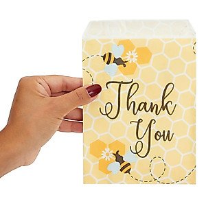 Sparkle and Bash Bumble Bee Party Favor Treat Bags for Baby Shower, Thank You (5x7 In, 100 Pack)