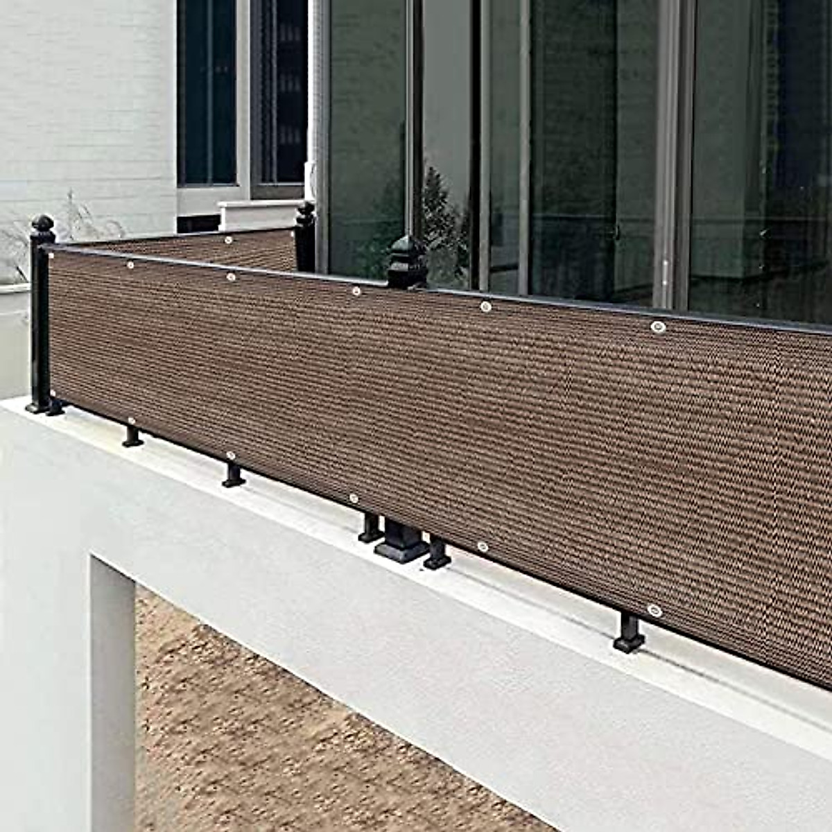 ALBN Balcony Privacy Screen Cover Fence Shade Net Cover Windshield UV Resistant with Eyelet HDPE Anti-Aging for Outdoor Roof Garden Backyard (Color : Brown, Size : 0.9x4m)