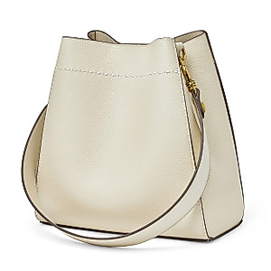 Leather Bucket Tote Bag For Women Medium Hobo Shoulder Purse And Handbags (4-Off White)