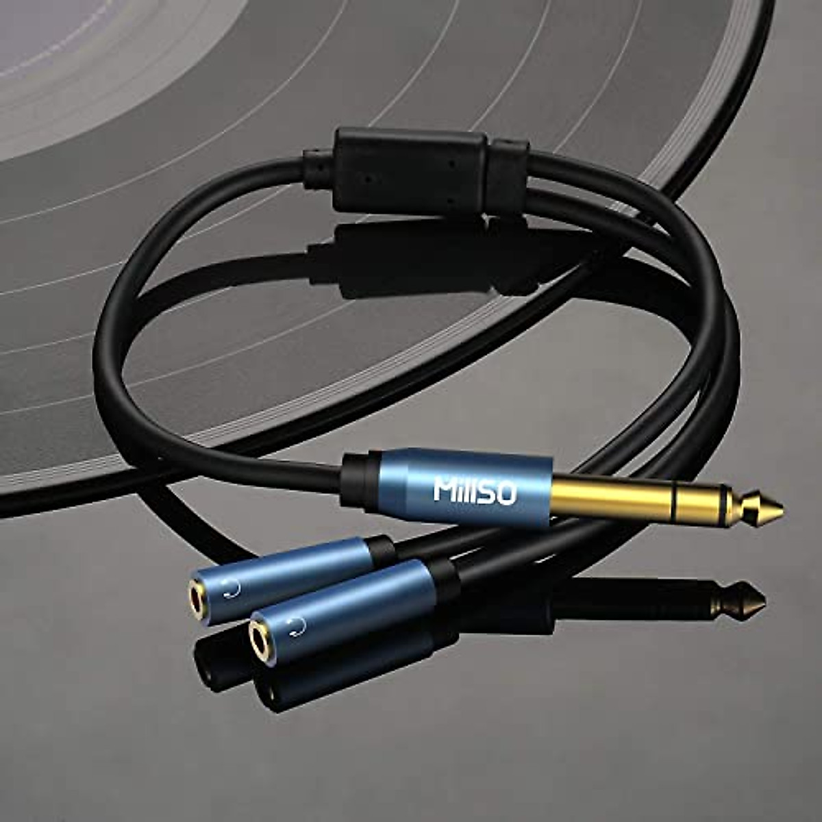 MillSO Bundle TRS 1/4 to 3.5mm Headphone Adapter 6.35mm 1/4 Male to Dual 3.5mm 1/8 Female Headphone Adapter