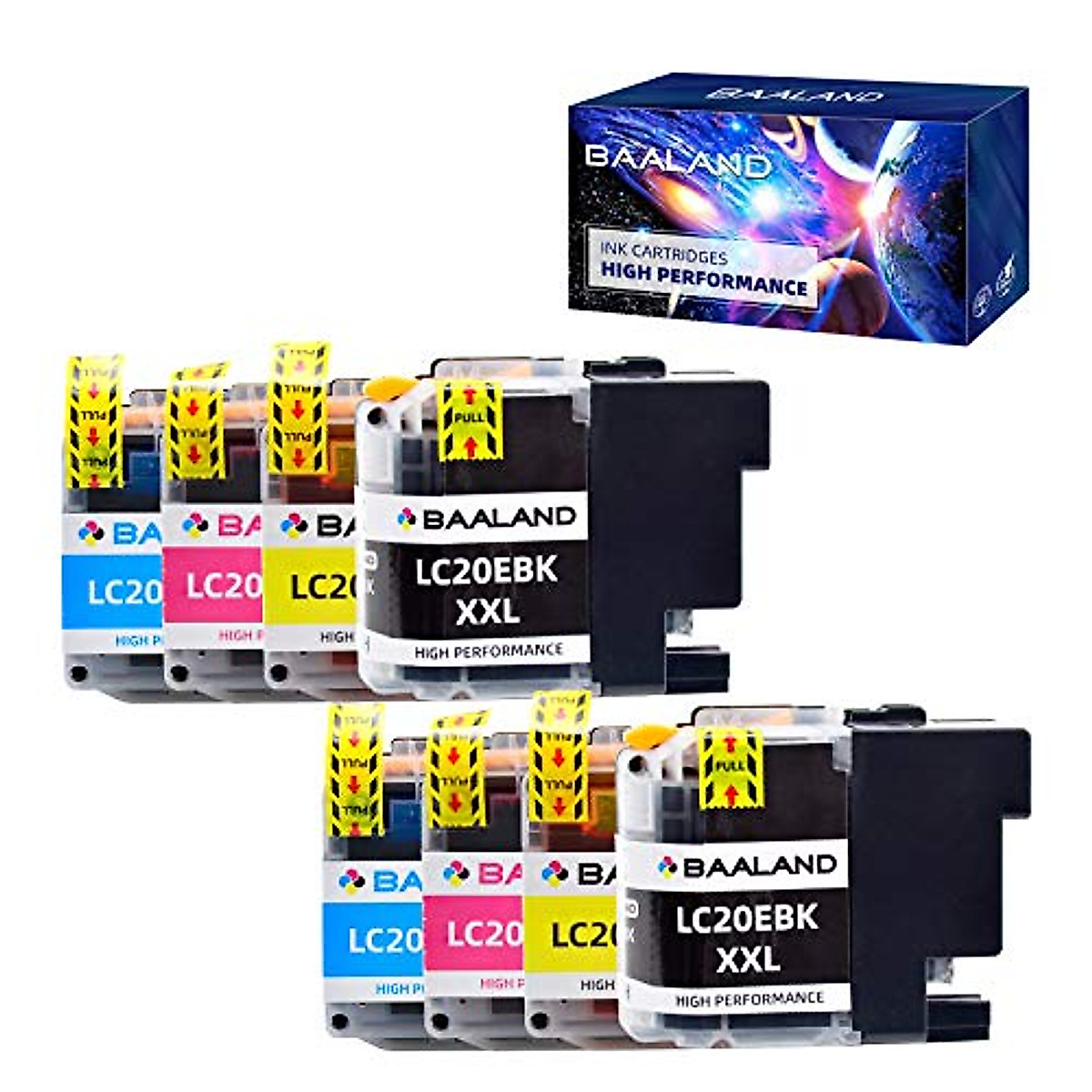 8-Pack LC20E XXL Ink Cartridges Compatible Replacements for Brother LC20E Ink Cartridges Work with Brother MFC-J985DW J5920DW J775DW J985DWXL Printer (2BK/2C/2M/2Y)