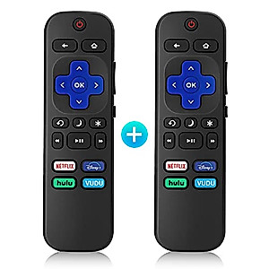 【Pack of 2】Replacement Remote for Roku TV, Compatible with Hisense Roku/TCL Roku/Onn Roku/Philips Roku/Insignia Roku/Sharp Roku TV, Remote with Netflix, Disney, Hulu, VUDU(Not for Roku Stick and Box)