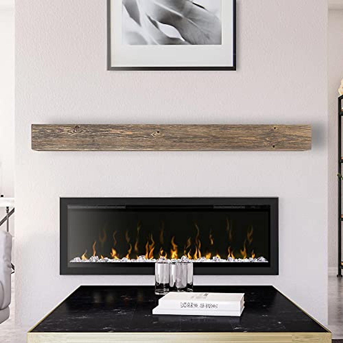 MANTELSDIRECT Vail Rustic Wood Mantel Shelf in Driftwood Finish - 72 Inch Wide x 6 Inch High | Handcrafted and Milled in The USA by Mantels Direct