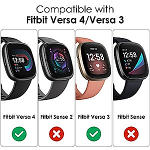YMHML 4 Pack Compatible for Fitbit Versa 4/Versa 3 Screen Protector, Flexible PMMA Film Not Glass Full Coverage Anti-Scratch Cover Bubble Free Waterproof Screen Protector for Versa 4/3 Accessories