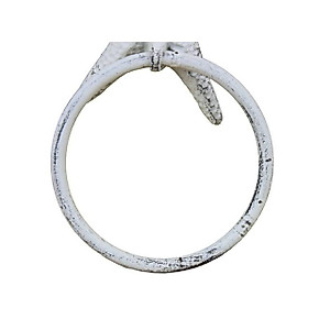 Rustic Whitewashed Cast Iron Starfish Towel Holder 8.5 Inch - Starfish Decoration - Sea Home Decor