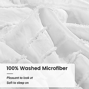 NEXHOME PRO Duvet Cover King Size, White 3 Pieces Boho Tufted Duvet Cover Set, Soft and Lightweight Microfiber Comforter Cover Set for All Season (White King, 104 x 90)-No Comforter