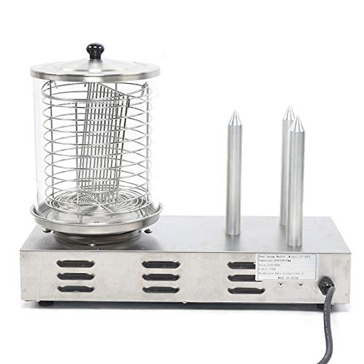 110V Commercial Grilled Electric Hot Dog Maker Machine Nonstick Hot Dog and Bun Toaster Cooker Stainless Steel Makes 3 Sausages Countertop Home Baker Machine Hot Dog,Casual Fast Food Equipment