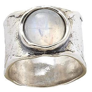 Jude Jewelers Retro Vintage Style Crystal Stone Hammered Cocktail Party Statement Biker Ring (Silver, 9)