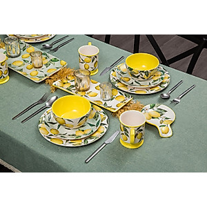 Bico Lemon Dreams Ceramic Mugs, Set of 4, for Coffee, Tea, Drinks, Microwave & Dishwasher Safe